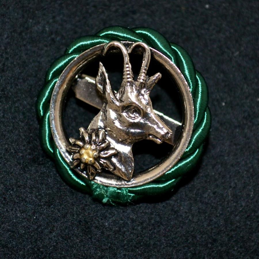 Stag and edelweiss hat pin