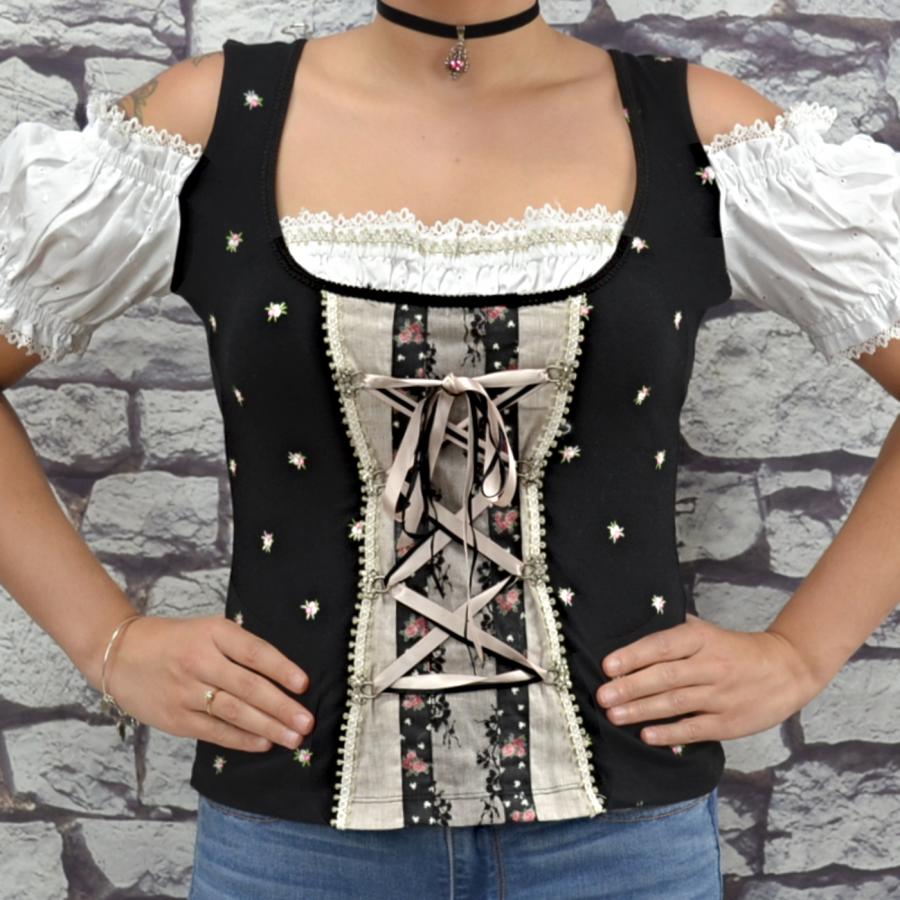 Ladies German Siena Black Trachten Blouse - Ernst Licht