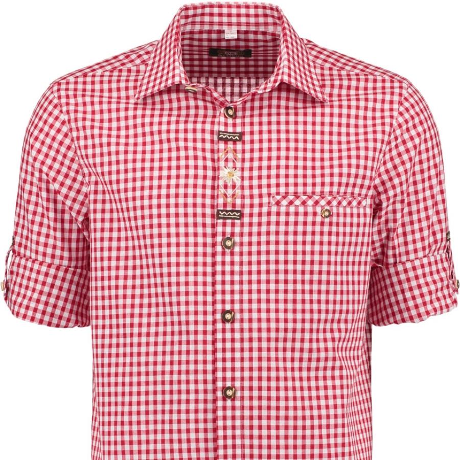 Men's Red Check Shirt with Embellishments - Ernst Licht