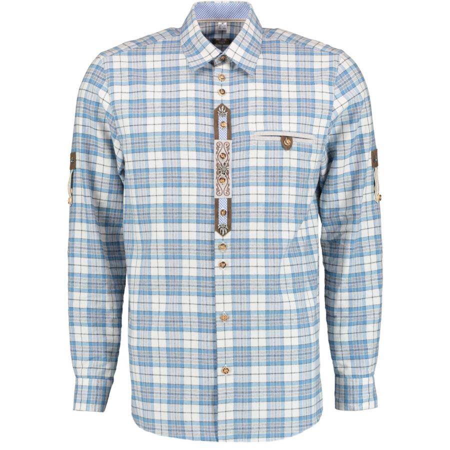 Ernst Licht German Men's Blue Plaid Flannel Long Sleeve Shirt