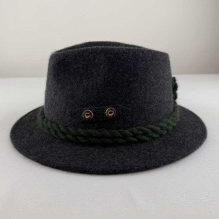 Traditional German Grey Wool Hat with Green Cord - Ernst Licht