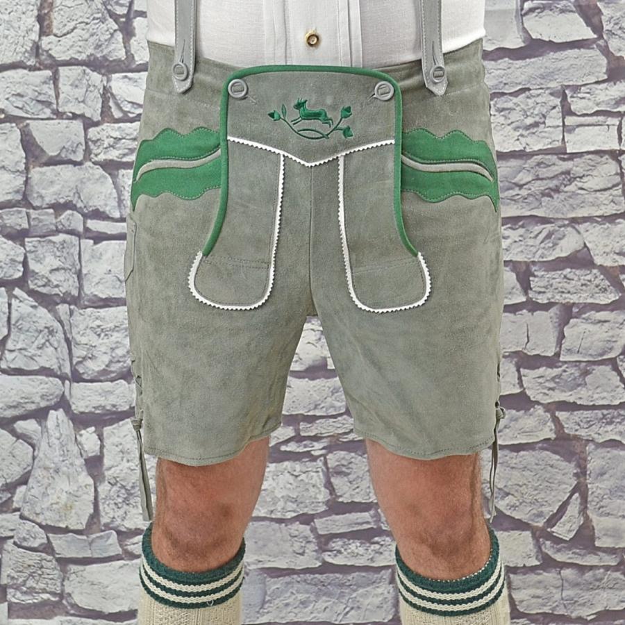German Lederhosen - 12-5 Deer Imported Gray Cow With Suspenders
